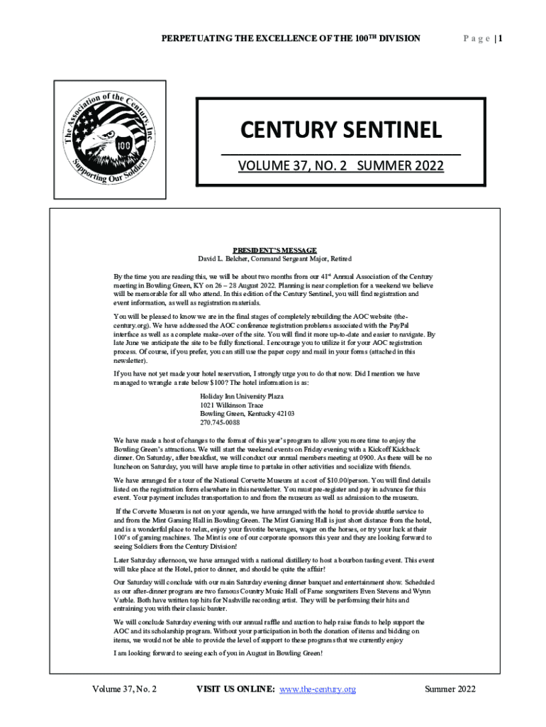 Fillable Online Perpetuating the Excellence of the 100th Division ...