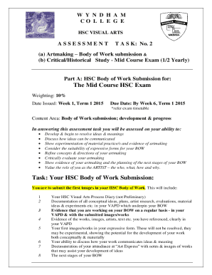 Fillable Online Hsc Visual Arts Body of Work and Exam Submission 2015 ...