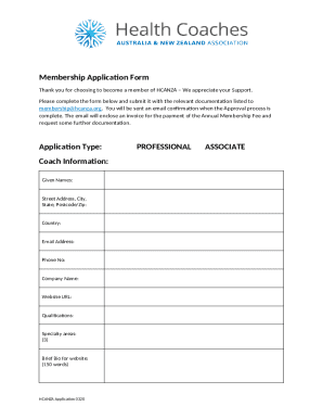 Membership Application Doc Template | pdfFiller
