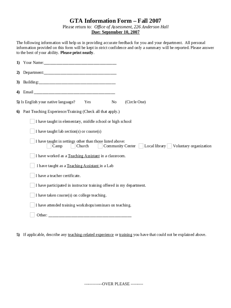 Gta Ination Doc Template | pdfFiller