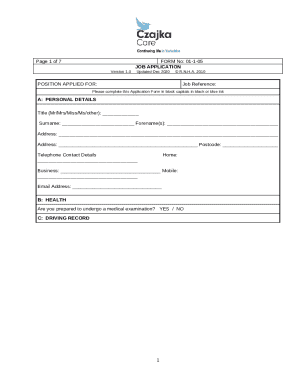 Job Application Doc Template | pdfFiller