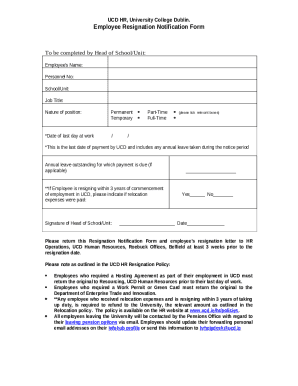 Resignation Notification Doc Template | pdfFiller