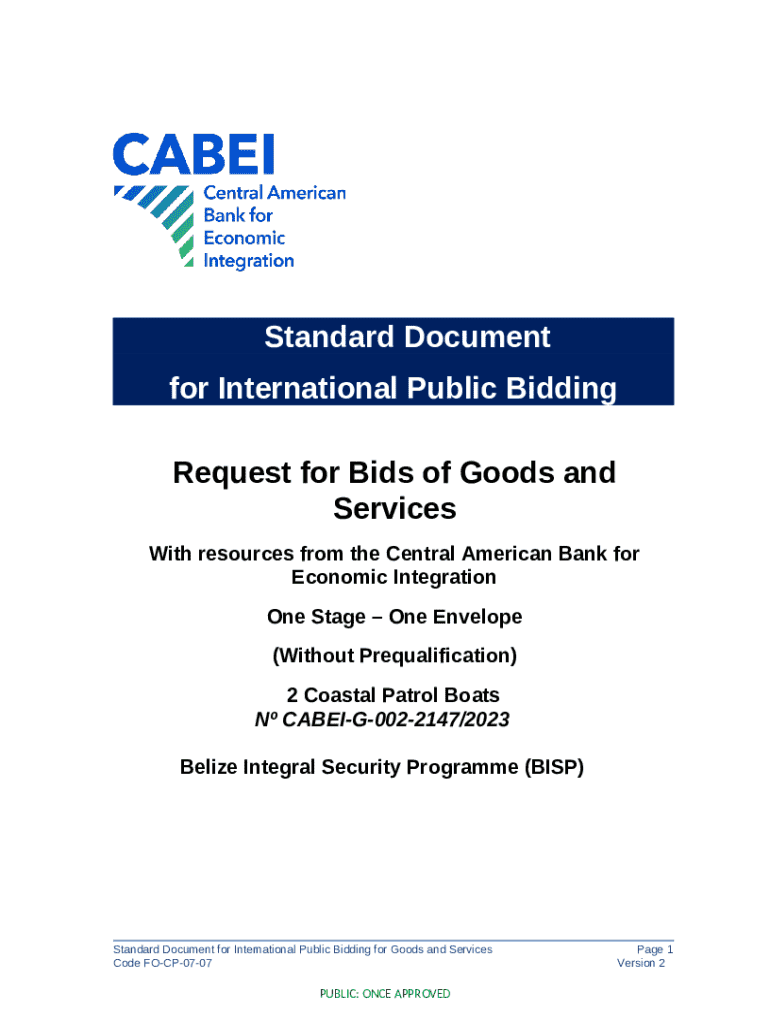Standard Document for International Public Bidding Doc Template | pdfFiller