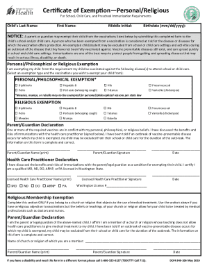 Fillable Online Certificate of Exemption for Immunization Requirements ...