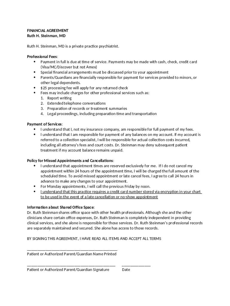 Financial Agreement Doc Template | pdfFiller