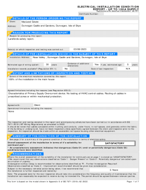 Fillable Online Electrical Installation Condition Report 2023: Safety ...