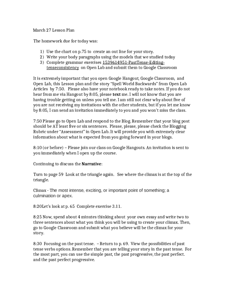 March 27 Lesson Plan - City Tech OpenLab - CUNY - openlab citytech cuny Doc Template | pdfFiller