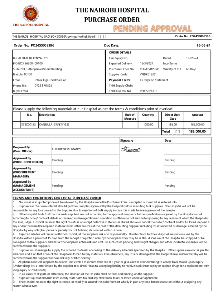 Fillable Online Purchase Order PO-5220 IKIGAI HEALTH KENYA LIMITED Fax Email Print - pdfFiller