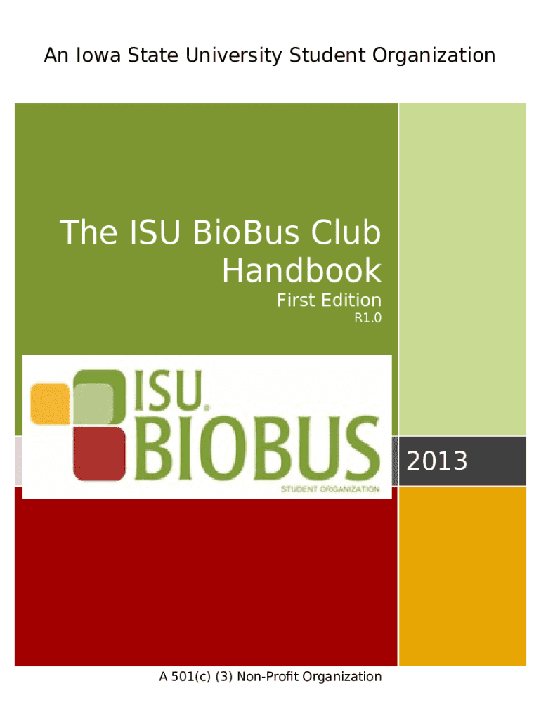 The ISU BioBus Club Handbook. First Edition Doc Template | pdfFiller