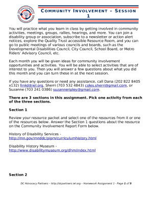 Community Involvement Report - dcpartners iel Doc Template | pdfFiller