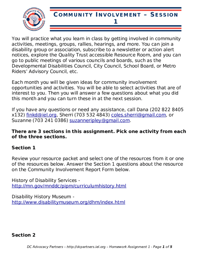 Community Involvement Report - dcpartners iel Doc Template | pdfFiller