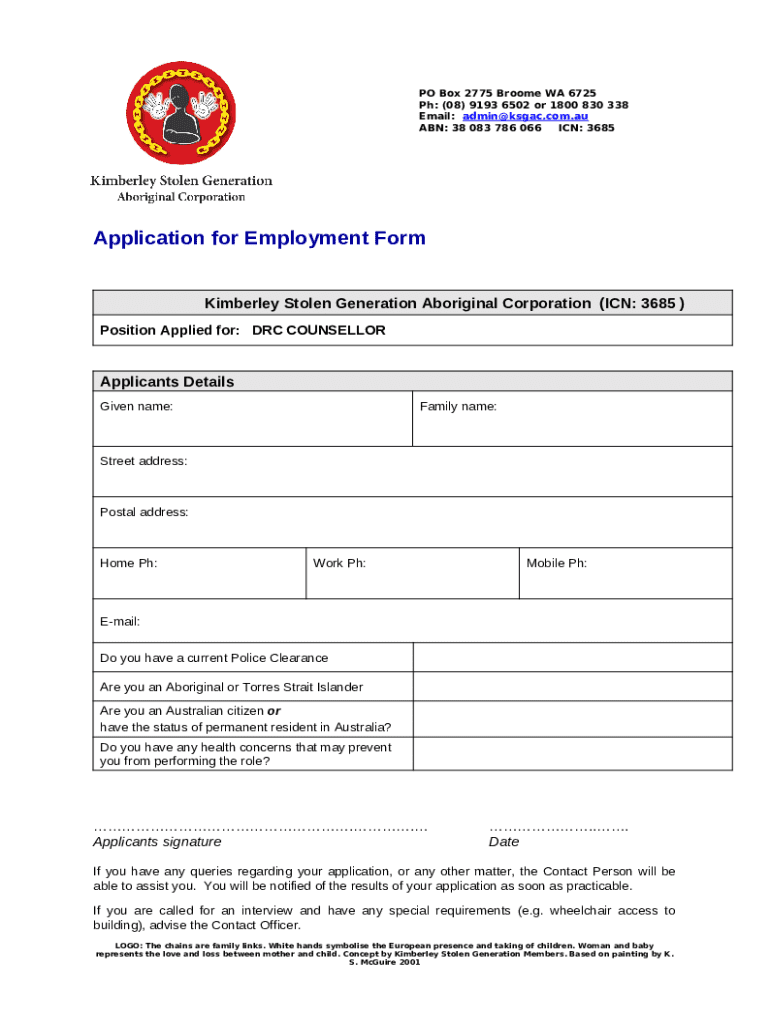 Application for Employment Doc Template | pdfFiller