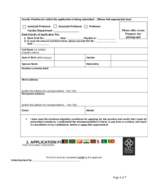 Faculty Application Doc Template | pdfFiller