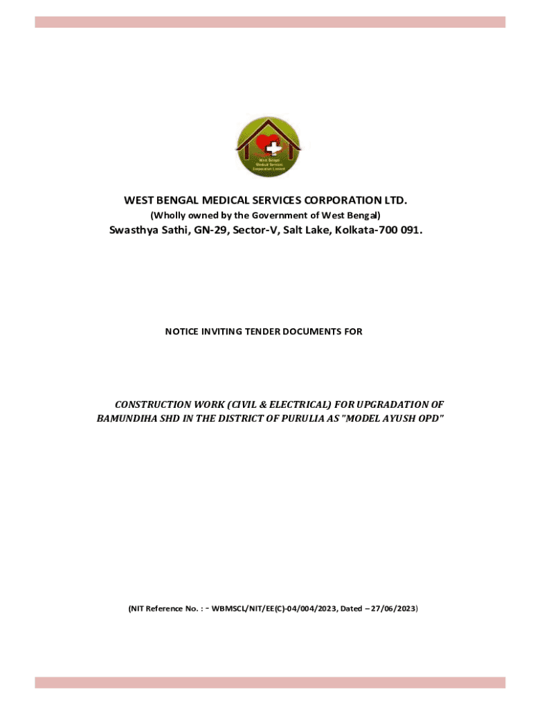 Fillable Online West Bengal Medical Services Corporation Tender Fax ...