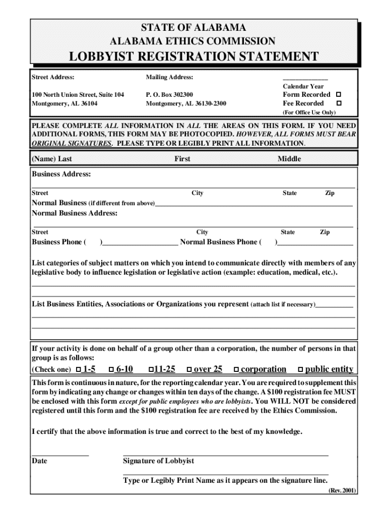 Fillable Online LOBBYIST FORM Fax Email Print - pdfFiller