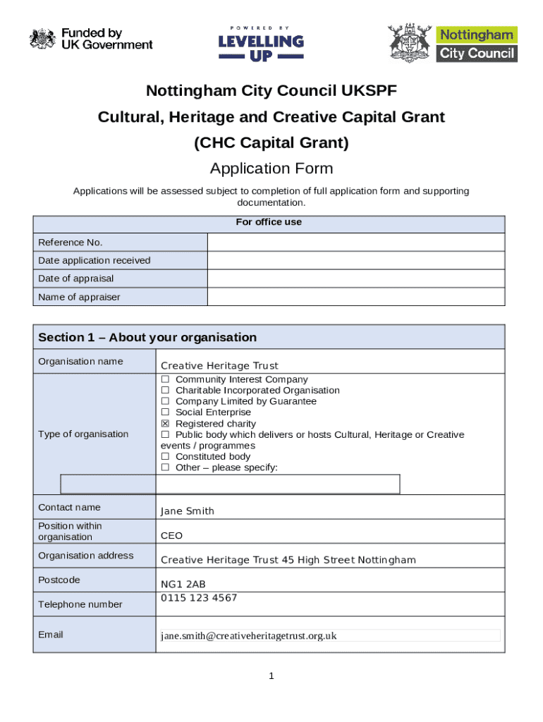 (CHC Capital Grant) Application ... Doc Template | pdfFiller