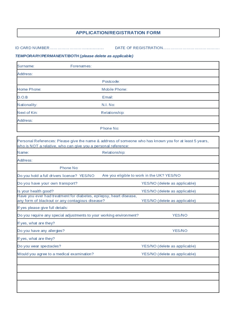 Application/registration Doc Template | pdfFiller