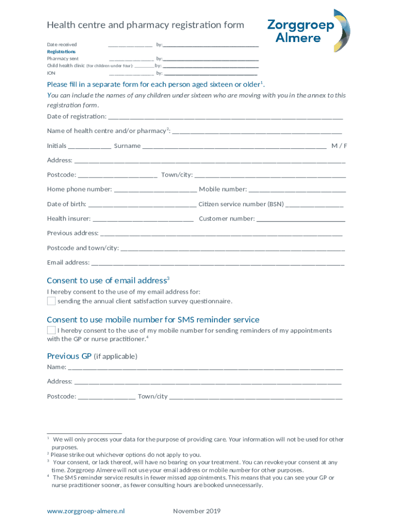 Health Centre and Pharmacy Registration Doc Template | pdfFiller