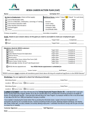Fillable Online Resea Career Action Plan 2023: Empowering Job Seekers ...