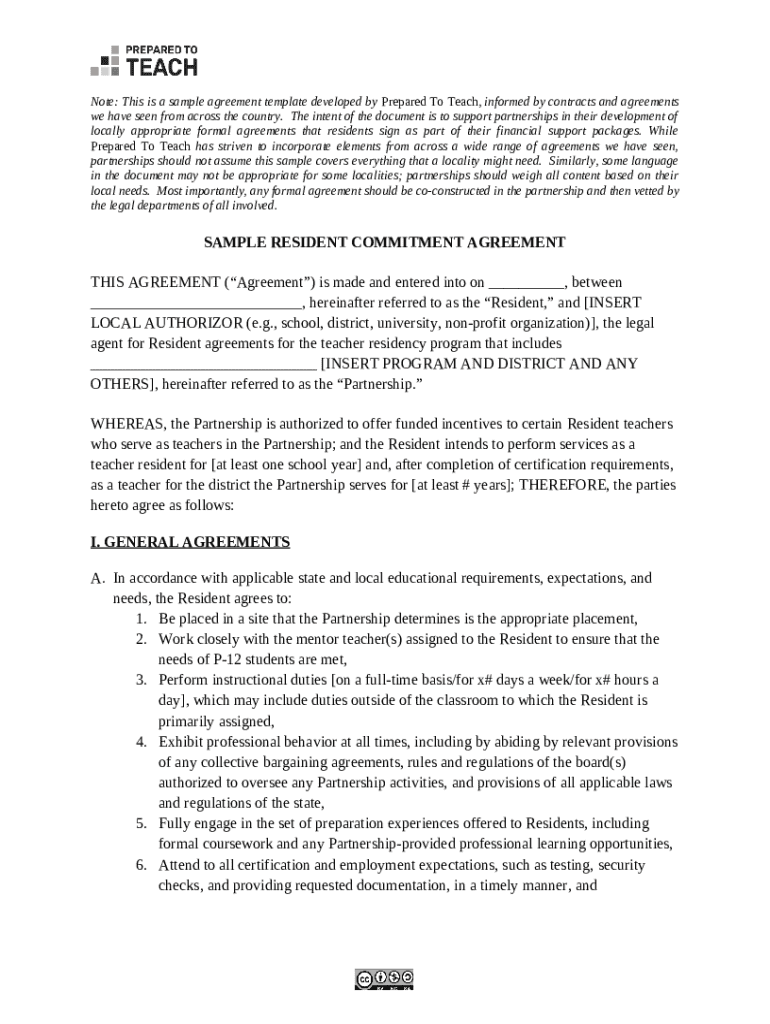 Note: This is a sample agreement template developed by Prepared To ...