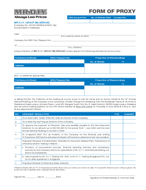 Fillable Online Mr D.i.y. Group (m) Berhad Proxy Form for 12th Agm 2023 Fax Email Print - pdfFiller