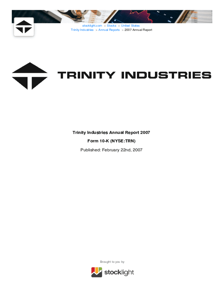 Fillable Online Trinity Industries Annual Report 2007: Insights and ...