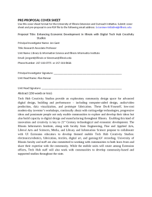 Pre-proposal Cover Sheet Doc Template | pdfFiller