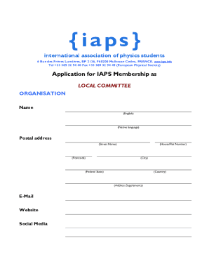 Fillable Online Iaps Membership Application for Local Committee Organization 2023 Fax Email ...