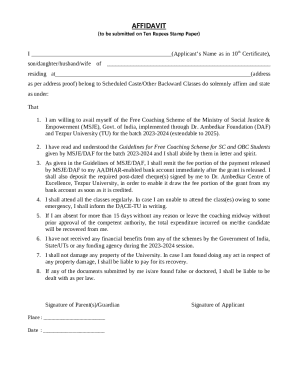 Affidavit (to be submitted on ten rupees Stamp paper) I ... Doc ...