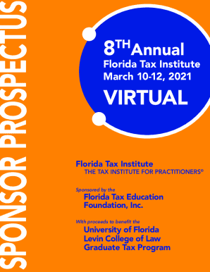 Fillable Online 2021 Florida Tax Institute: Annual Tax Education Event ...