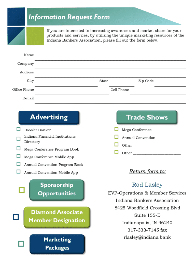 Fillable Online Indiana Bankers Association Marketing Information Request Form 2023 Fax Email ...