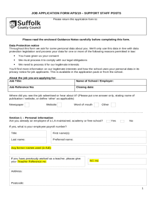 Job Application Aps/19 Doc Template | pdfFiller