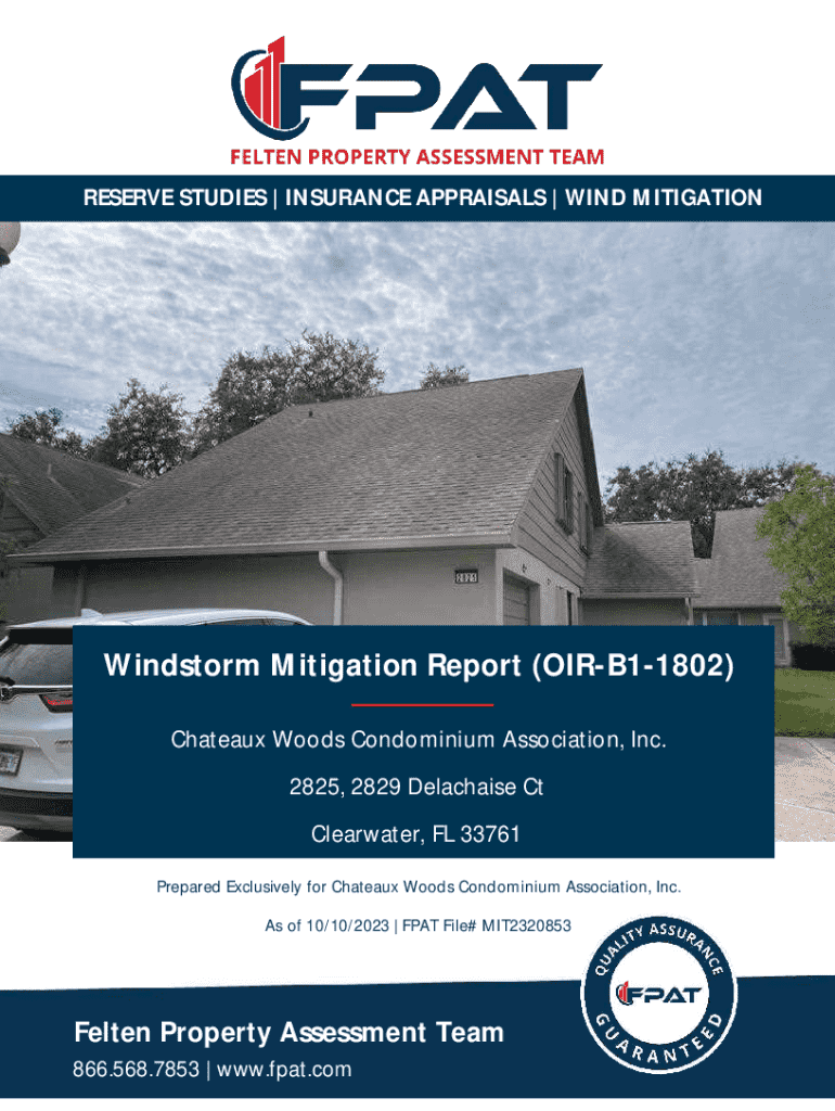 Fillable Online Windstorm Mitigation Report 2023 - Chateaux Woods ...