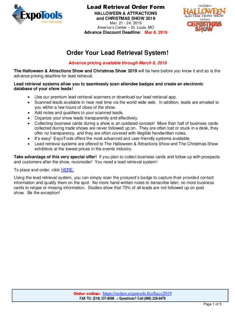 Fillable Online Lead Retrieval System for Halloween & Attractions Show ...