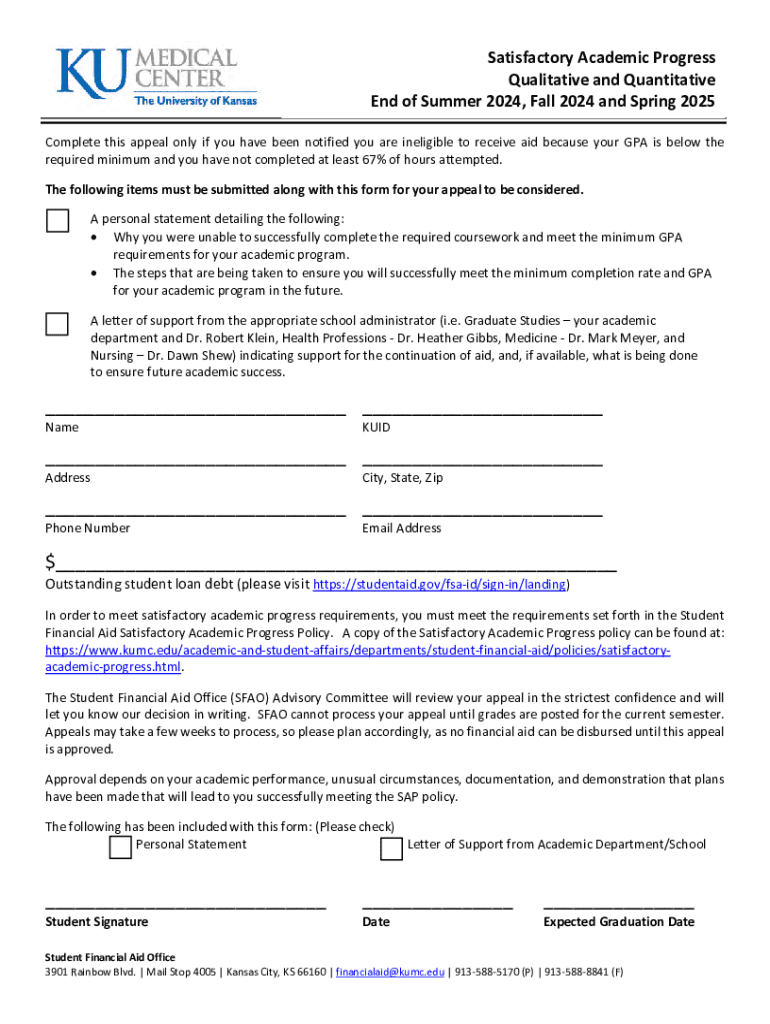 Fillable Online Satisfactory Academic Progress Appeal 2024 | Financial Aid Fax Email Print ...