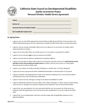 Personal Wireless Mobile Device Agreement - oal ca Doc Template | pdfFiller