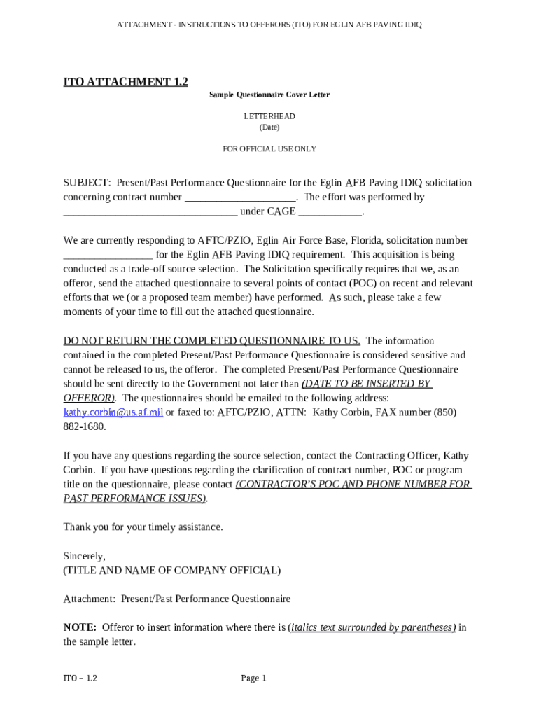 Sample Questionnaire Cover Letter Doc Template | pdfFiller