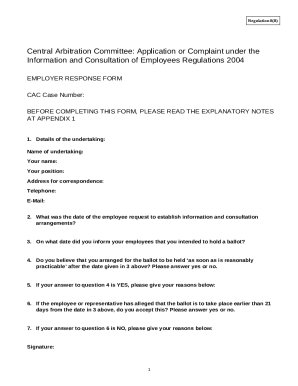 Employer Response Doc Template | pdfFiller