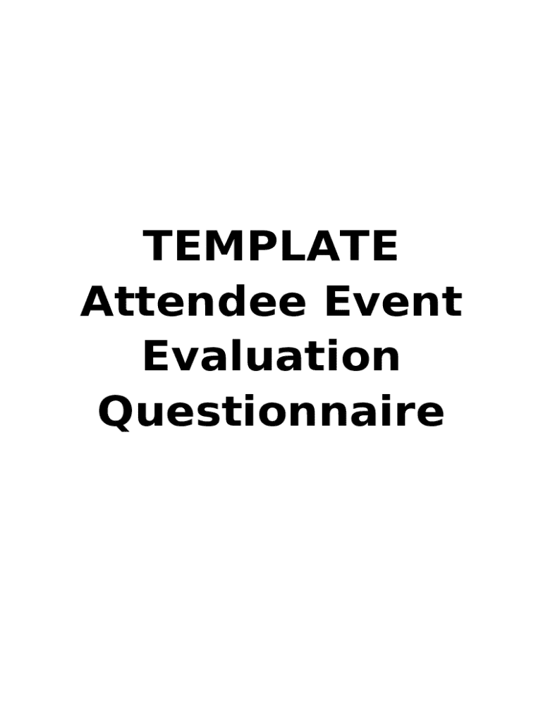 Attendee Event Evaluation Questionnaire Doc Template | pdfFiller