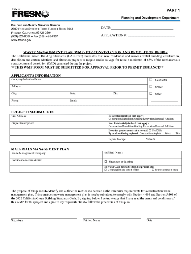 Fillable Online Waste Management Plans (WMP) for Construction and ...