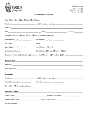 Fillable Online New Patient Intake Form 2023 - Chiropractic Care Fax ...