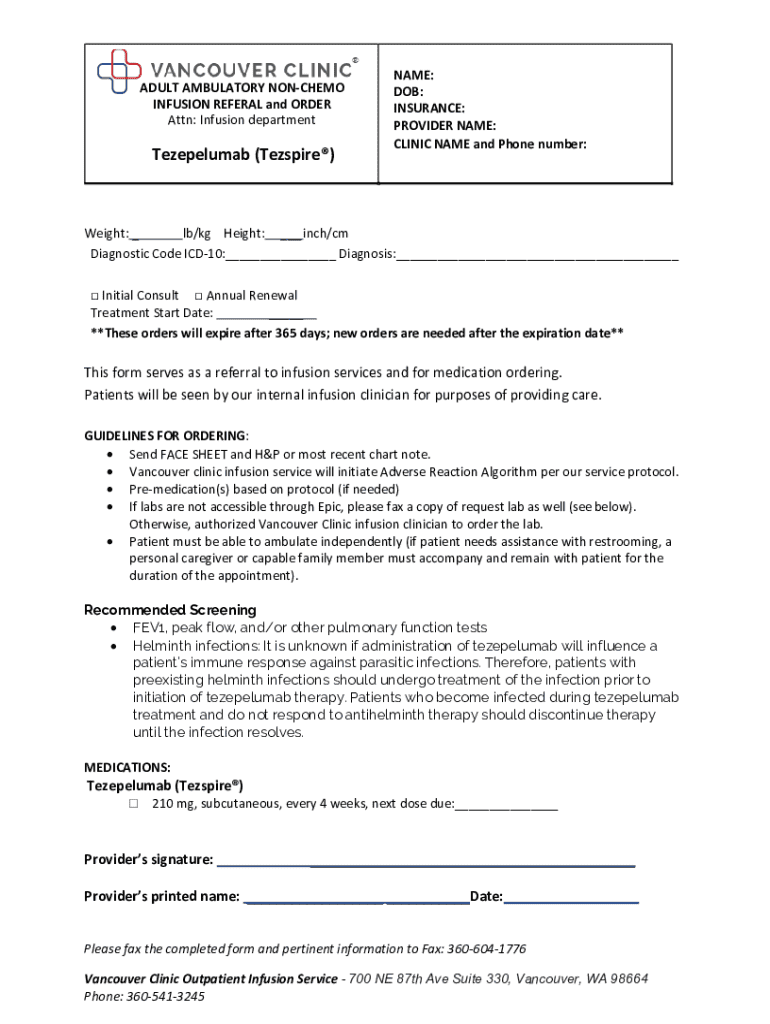 Fillable Online Adult Ambulatory Non-chemo Infusion Referral 2023 Fax ...