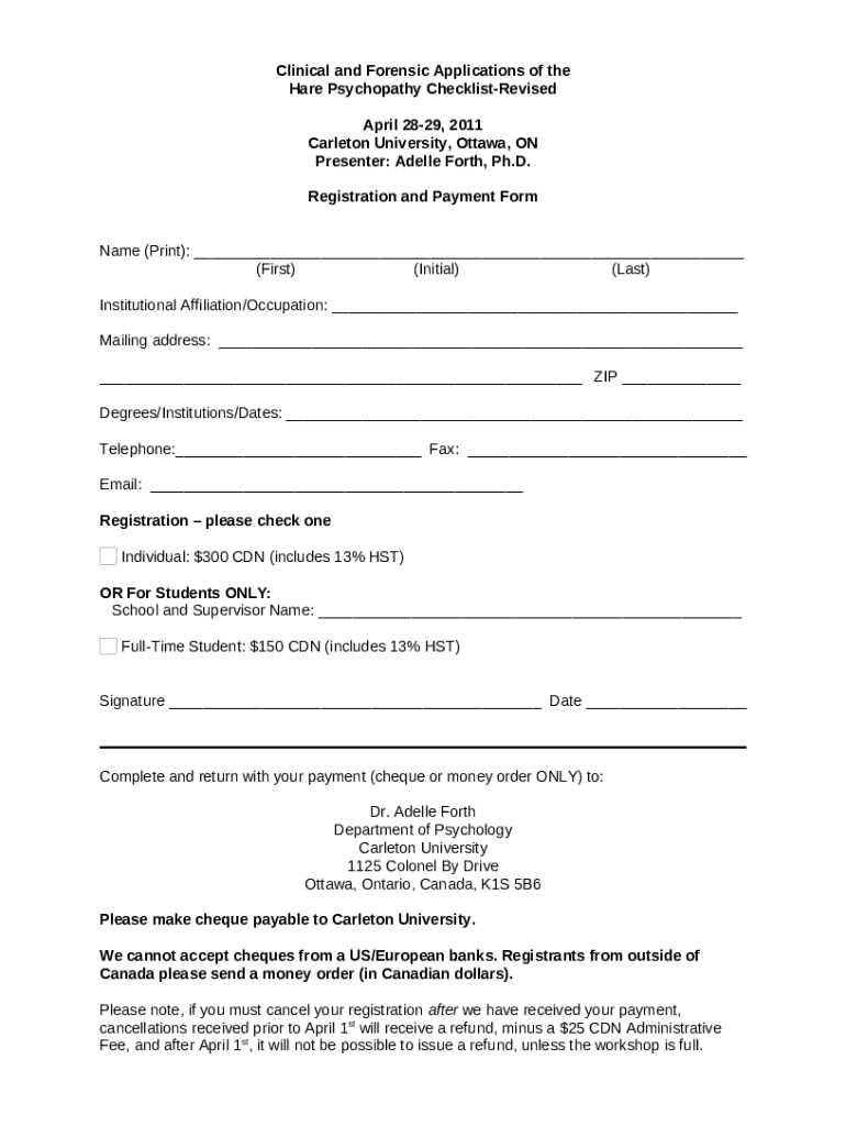 Registration and Payment Doc Template | pdfFiller