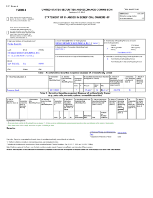 Fillable Online Sec Form 4 - Statement of Changes in Beneficial ...