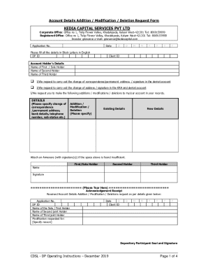 Fillable Online Account Details Modification Request Form - Kedia ...