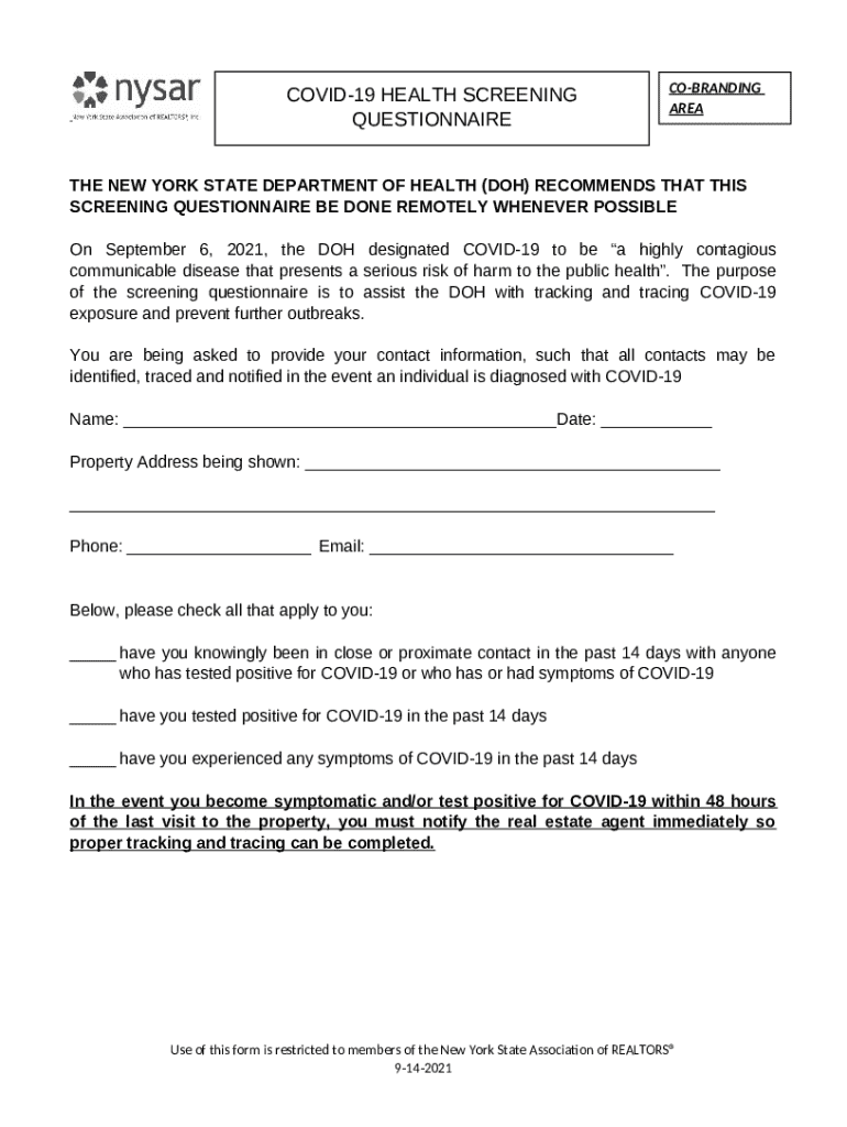 New York State Mandatory Health Screening and ... Doc Template | pdfFiller