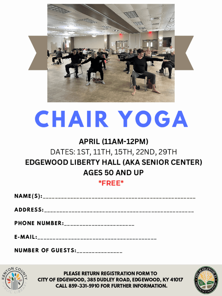 Fillable Online Chair Yoga Classes for Seniors - April 2023 Schedule ...