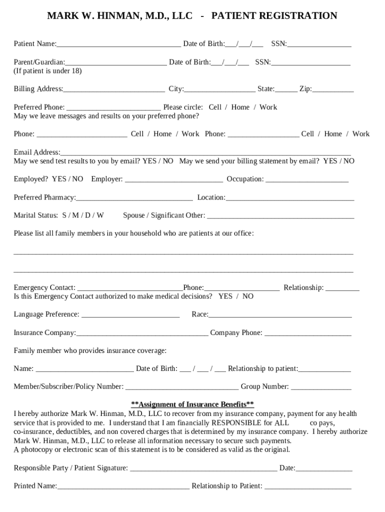 Mark Hinman MDFamily MedicineCommonSpirit Health Doc Template | pdfFiller