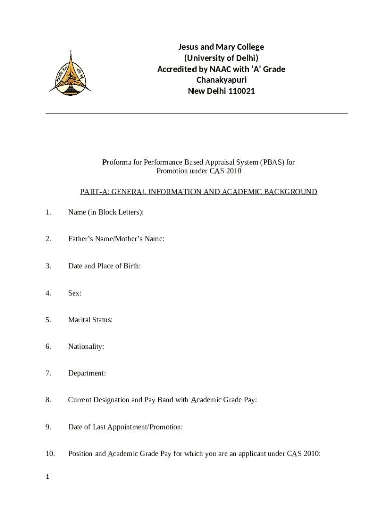 Perance Based Appraisal System (pbas) Proa Doc Template | pdfFiller