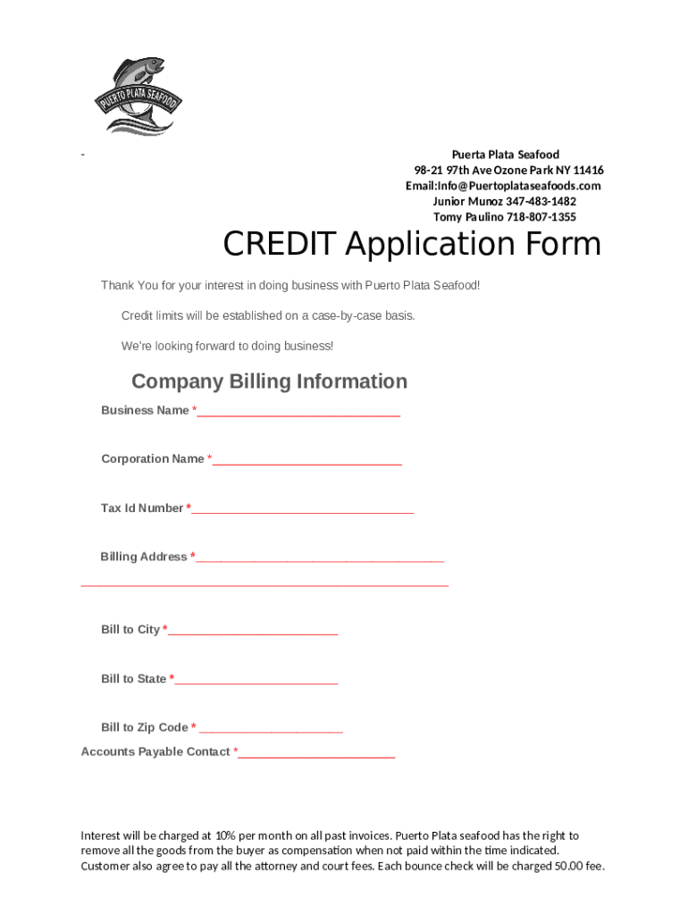 Credit Application Doc Template | pdfFiller
